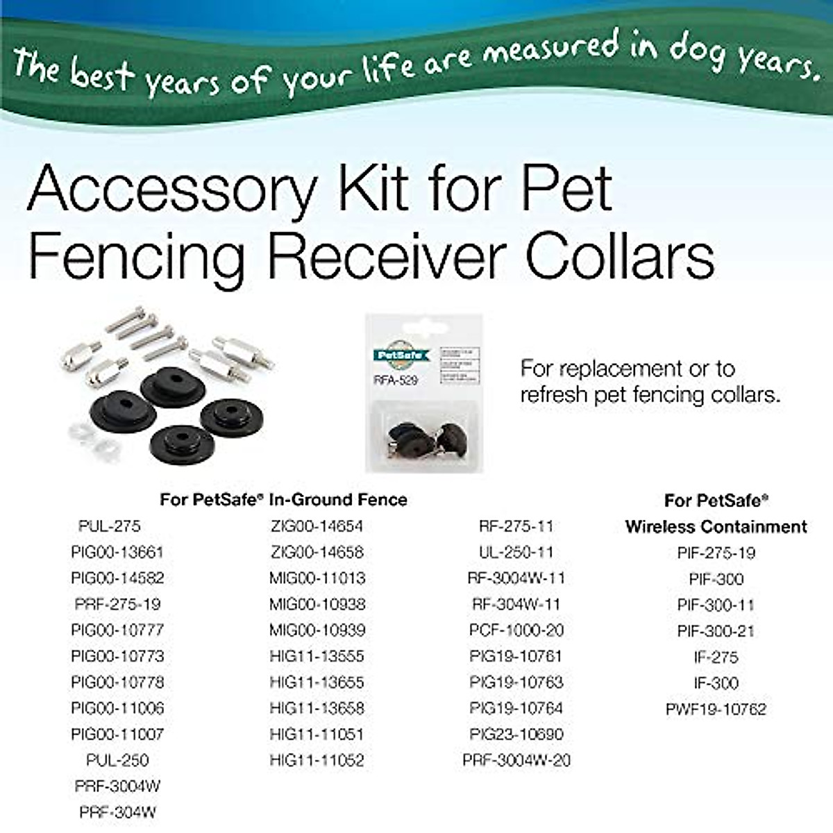 PetSafe Replacement Collar Accessories for Pet Fencing Receiver Collars, 2.5 x 0.45mm x 15mm , Black and Silver,