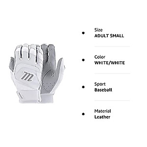 Marucci 2021 ADULT SIGNATURE BATTING GLOVES, WHITE/WHITE, ADULT SMALL