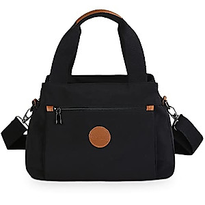 DIRRONA Fashion Women Handbag Canvas Ladies Shoulder Bag Womens Bag Multifunctional Crossbody Bag for Work Travel Casual Daily Nylon Handbags Black B
