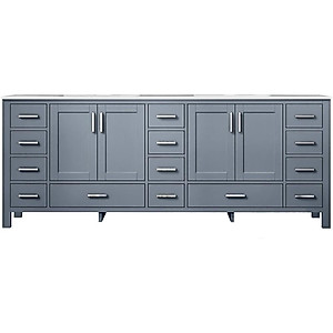 Lexora Jacques 84 in. W x 22 in. D Dark Grey Double Bath Vanity and Carrara Marble Top