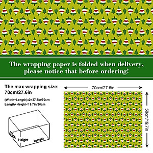 AnyDesign 12 Sheet Christmas Wrapping Paper Red Green Xmas Tree Candy Stripes Gift Wrap Paper Bulk Folded Flat DIY Craft Paper for Birthday Wedding Party Gift Decor, 19.7 x 27.6 In