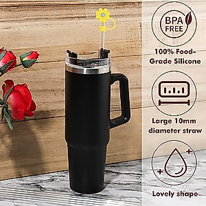 8Pcs Stanley Straw Cover Cap 10mm Cute Silicone Daisy Straw Topper Compatible with Stanley 30&40 Oz Tumbler with Handle Straw Tip Covers for Simple Modern Tumbler Accessories Reusable Straws Protector