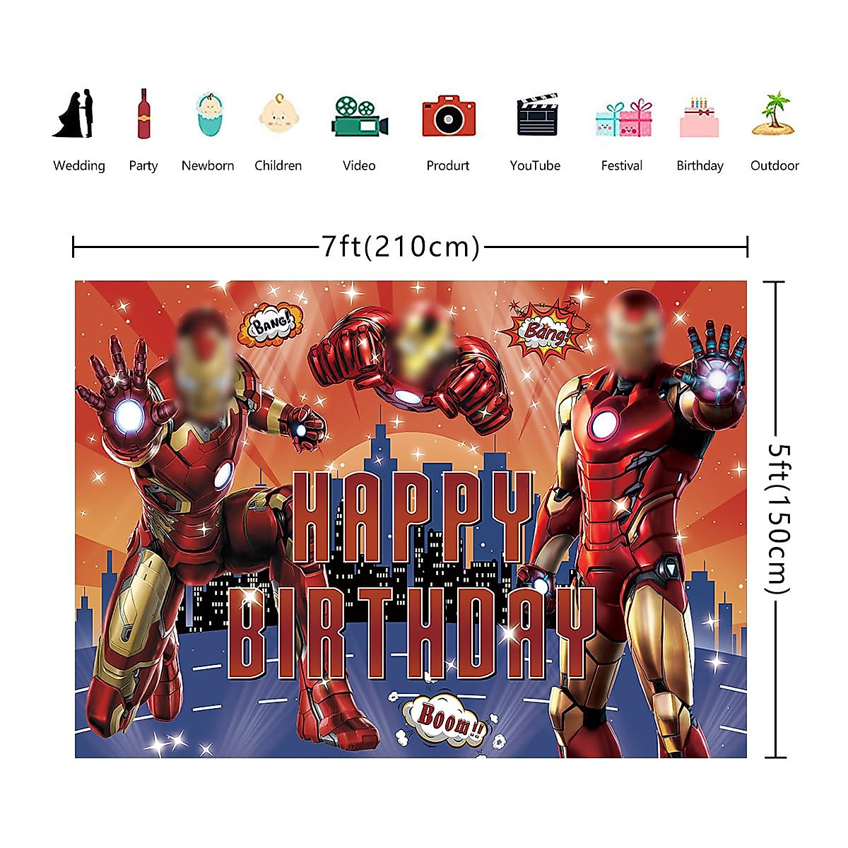 City Superhero Backdrop Birthday Decorations Superhero Boom Party Supplies Superhero Fans for Kids Boys Baby Shower Cake Table Banner Photo Background (7x5FT(210x150cm))