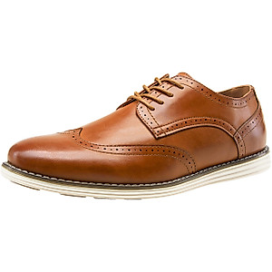 Vostey Men's Casual Dress Shoes Wingtip Oxfords Shoes Business Dress Shoes for Men (BMY617A Brown 10)