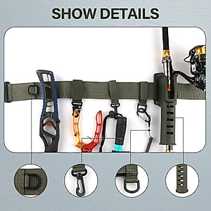 Fishing Wading Belt Rod Holder Adjustable Wader Fishing Waist Belt for Fly Surf Casting Spinning Fishing Pole Fishing Tackle (Green)