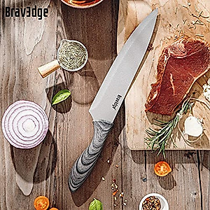 Bravedge 5 PCS Kitchen Knife Set, Kitchen Knives Professional with Sheaths and Gift Box, High Carbon Stainless Steel Ultra Sharp Chef Knife Set for Multipurpose Cooking with Ergonomic Handle