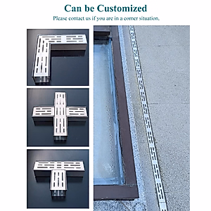 Blazea Channel Drainage Trench Drain System, Heavy Duty Stainless Steel Channel Drain Kit, Floor Trough Guttering for Patio Deck Bathroom, Easy to Install(7x3cm(2 3/4x1 1/8"))