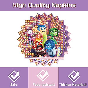 Inside Out Birthday Party Supplies,Inside Out Party Tableware Decoration.Inside Out Plates Napkins Tablecloth Kit for Inside Out Supplies