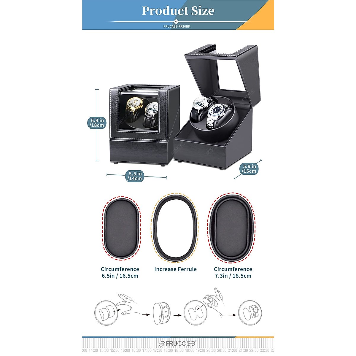 FRUCASE Double Watch Winder for Automatic Watches Watch Box Automatic Winder Japanese Motor 2 Rotation Modes Can be Serialized …