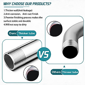 12 Inch Shower Arm with Flange,Stainless Steel 90 Degree Rain Shower Head Extension Arm,Wall-Mounted Shower Head Arm for Fixed Shower Head,Chrome