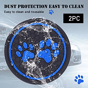 ZKFAR Pack-2 Car Cup Holder Coaster, Silicone Anti Slip Coaster, Dog Paw Car Coaster, Car Interior Accessories, for Most Cars, Trucks, RVs (Blue)