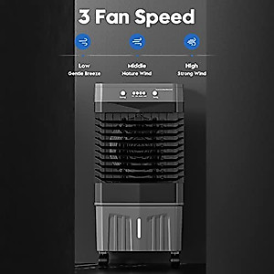 Auertech Portable Evaporative Air Cooler, 3 in 1 Swamp Cooling Fan with 3 Speed, 4 Ice Crystal Boxes & 5.3 Gal Water Tank, Auto Oscillation for Room, Home & Office