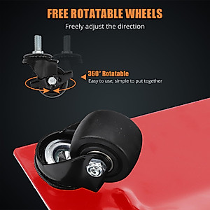 4-Pack Heavy Duty Car Dolly, Cuisinaid Wheel Car Dolly Ball Bearings Skate with 360° Rotational Wheel for Moving Cars, Trucks, Trailers, Motorcycles, Makes Moving A Car Easy, 6000 lbs Capacity, Red