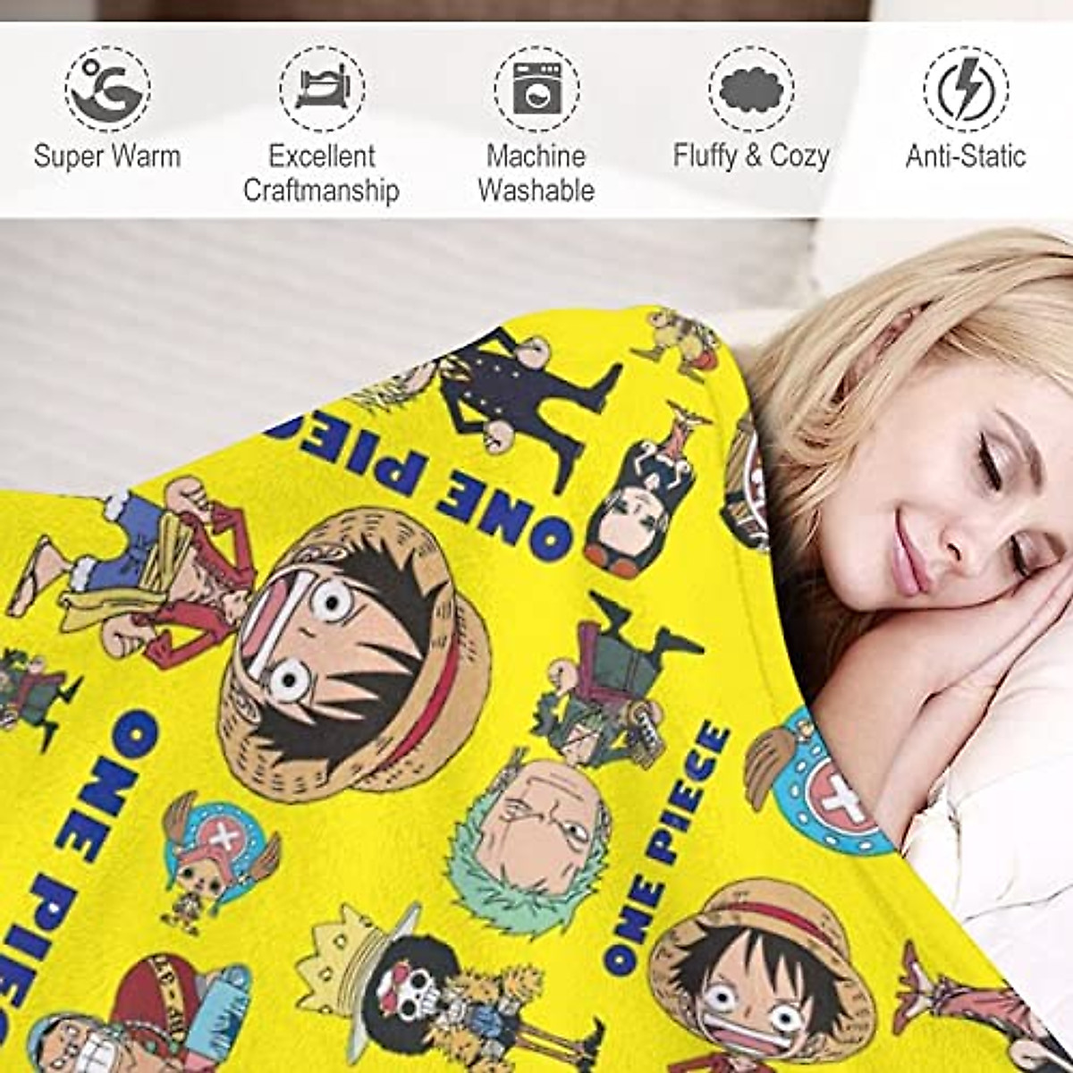 Anime Pirate Flannel Throw Blanket Soft Resistant for Living Room/Bedroom/Sofa/Chair 50"x60"