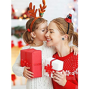 Christmas Bow Earrings Xmas Present Bow Earrings Christmas Stud Earrings for Women Favors (8 Pairs)