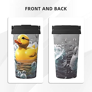 GTKSYNVE Reusable Coffee Mug with Lid and Handle, Bubble Duck Tumbler for Hot & Cold Drinks 16oz Stainless Steel Insulated Coffee Tumblers Double Wall Vacuum Thermal Cup
