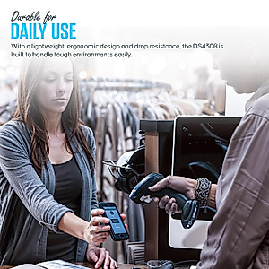 DS4308 Zebra Symbol Barcode Scanner Bundle - Omnidirectional, Corded, Handheld, Standard Range - 1 Year Warranty - with New USB Cable & Microfiber Cleaning Cloth (Renewed)