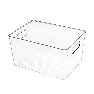 RedSodium Pantry Organization and Storage Container Bins for Kitchen, Laundry, Refrigerator, Freezer. Durable Heavy Duty Clear Plastic with Handles - 6 Pack