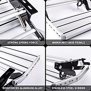 DALUOBO RV Manual Folding Ladder Step with 12V LED Light motorhomes Aluminum Alloy Single Step Telescopic Antiskid Camper Travel Trailer