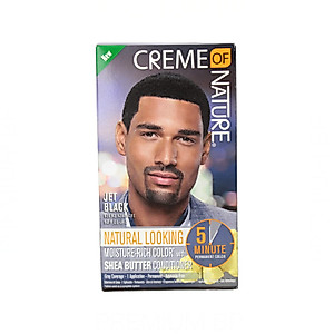 Men's Hair Color by Creme of Nature, Jet Black, Moisture-Rich Color with Shea Butter Conditioner, 1 Application