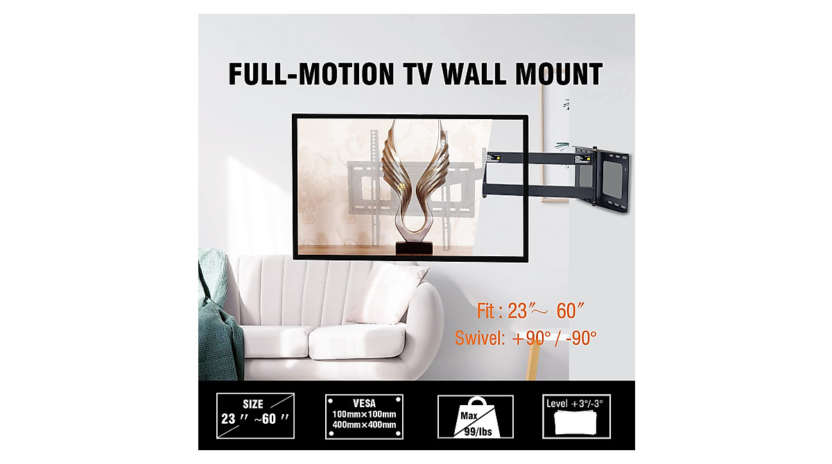 Extra Long Arm TV Wall Mount - Full Motion & Universal Fit