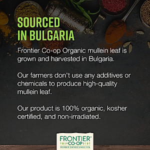 Frontier Co-op Mullein Leaf Tea, 16 oz Kosher Bag - For Tea, Extracts, Capsules