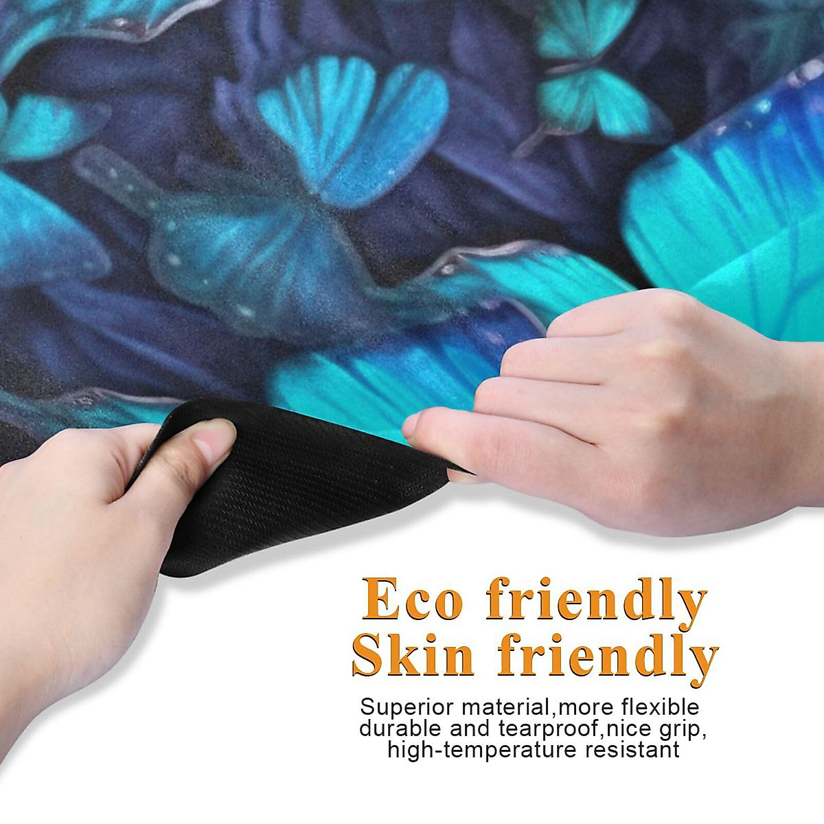 GOODOLD Blue Butterflies Yoga Mat, 71 x 26 Inch Non-slip Yoga Mats Folding Travel Exercise Mat Indoor Outdoor Gym Pilates with Storage Bag for Women Men