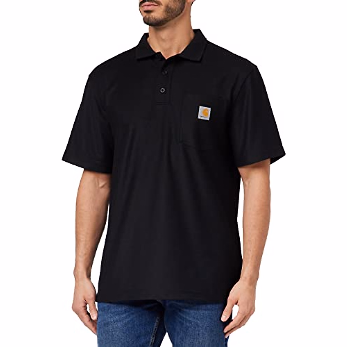 Carhartt Men's Loose Fit Midweight Short-Sleeve Pocket Polo, Black, Large