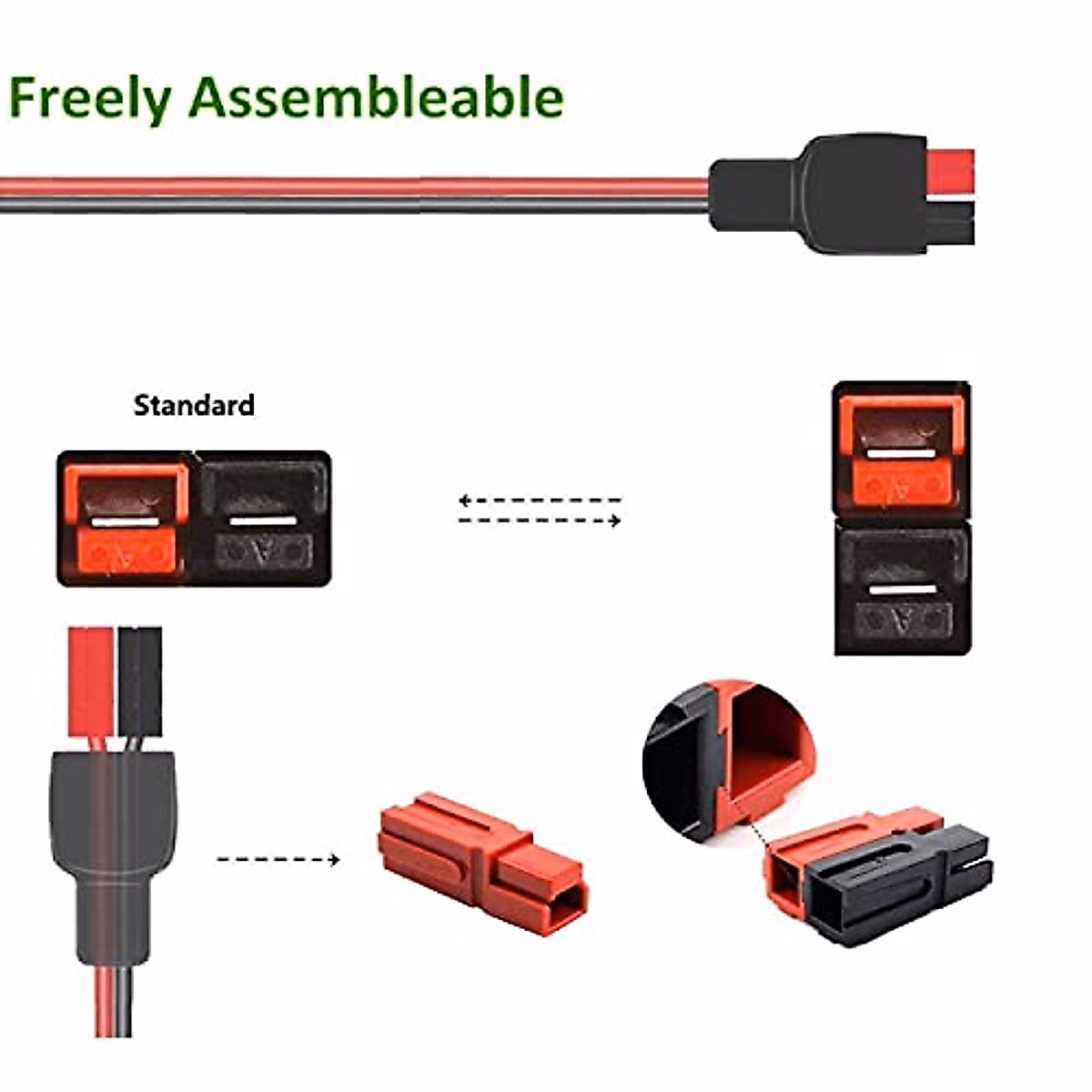 AYECEHI Solar Adapter Cable Solar Power Adapter Connector Male and Female Solar Panel Cable Kits -10AWG 35cm/1.1ft