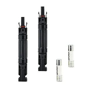 A ABIGAIL 2PCS 20A Solar Fuse Holder Inline Male and Female Connector 10 Amp PV Fuse for Solar Pannel Waterproof w/Fuse, Black, Male Female with Fuse 20A Fuse Connector Black