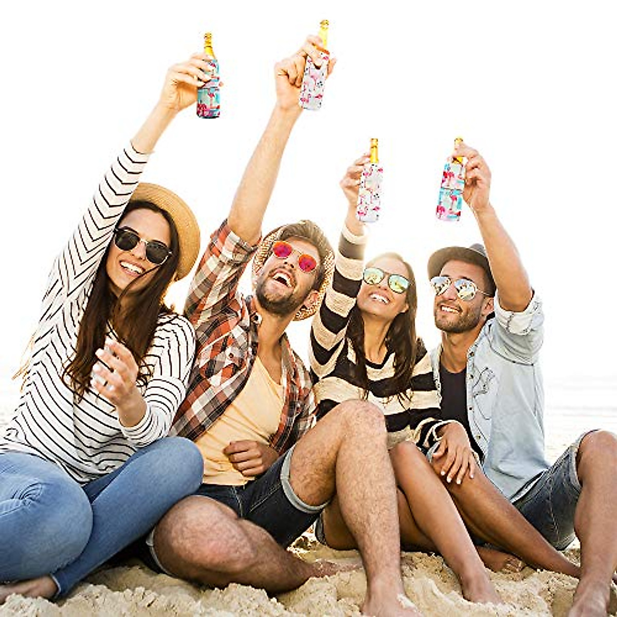 Skinny Can Cooler [ 2 Pack ] Slim Can Cooler for Slim Beer & Hard Seltzer, Skinny Beer Cans Coolie Skinny Insulators, Can Cooler Sleeve Flamingo