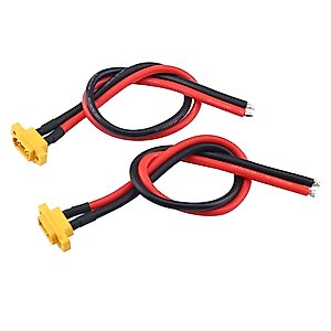 2PCS Amass XT60E-M Male plug battery connectors Mountable Pigtail Cable with 12awg 30cm Silicon Wires XT60 Panel Mount Connector for RC FPV Drone