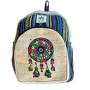 Gurkha Handmade Unique design Himalayan Hemp Backpack 13 IN Medium Hippie, Festival, Hiking & Tablet Laptop Backpack - Handmade In Mt. Everest Country Nepal