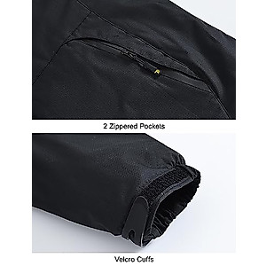 Rdruko Men's Ski Snow Jacket Waterproof Insulated Fleece Outdoor Mountain Hooded Winter Coat(Black, US XL)