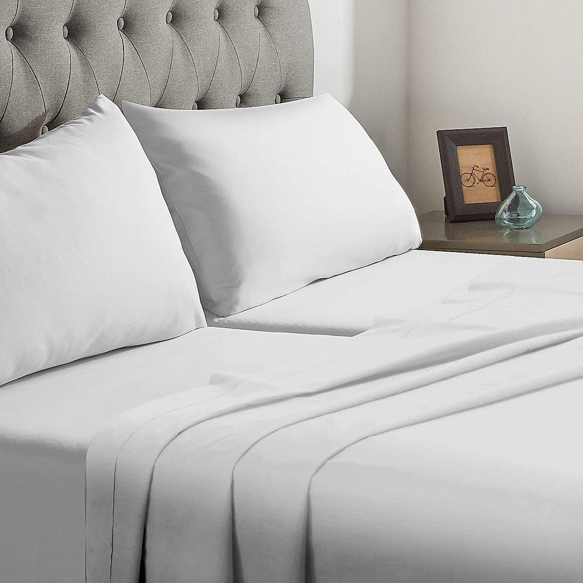 Silentnight Split Queen Sheets for Adjustable Beds 5-Piece Split Queen Sheet Set, 800 Thread Count 100% Egyptian Cotton,12" Deep Pocket Adjustable Bed Sheets, White Solid