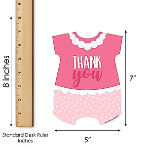 Big Dot of Happiness - Itâ€™s a Girl - Shaped Thank You Cards - Pink Baby Shower Thank You Note Cards with Envelopes - Set of 12