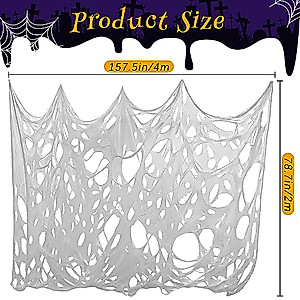 OurWarm 13FT Halloween Spider Web Decoration Outdoor, Giant Stretchy Beef Netting Spider Webbing, Pre-Cut Gauze Cobwebs for Halloween Yard Party Haunted House Decor Outdoor
