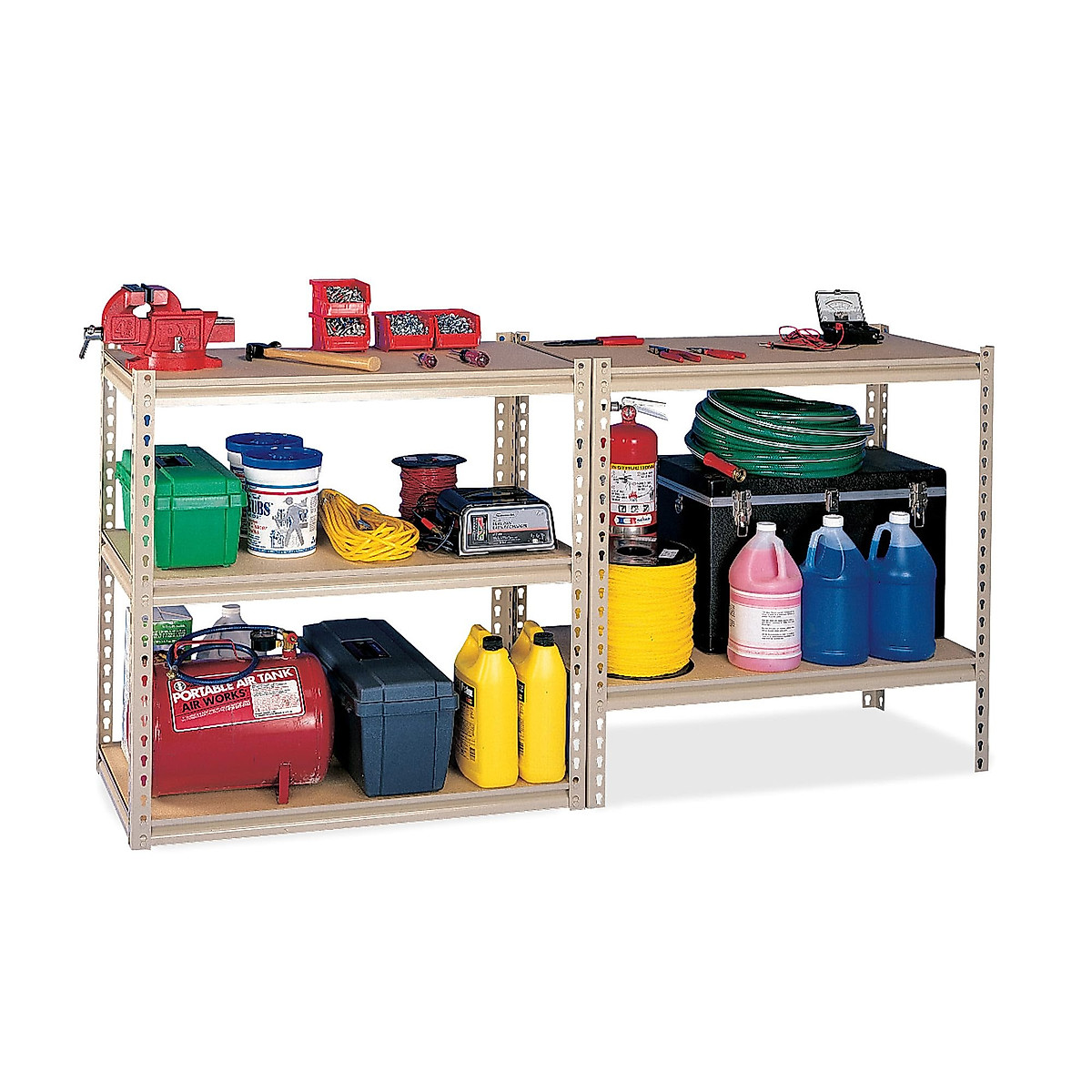 Tennsco Corporation Industrial Grade Stur-D-Stor Shelving Package, 5 Shelves, 36" Width x 18" Length x 72" Height, Sand