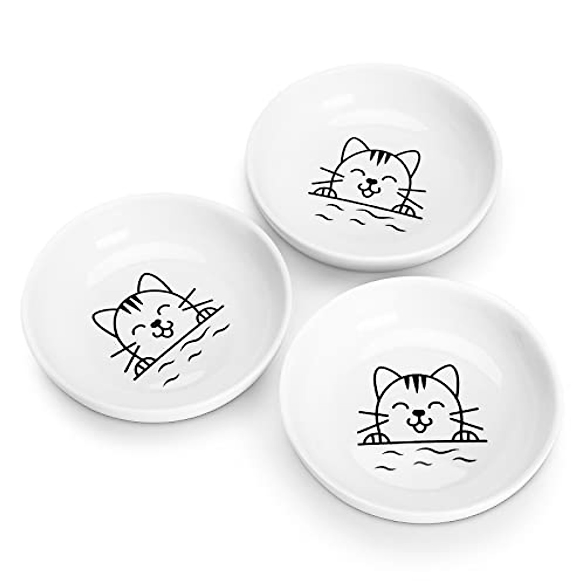 Y YHY Cat Bowls, Cat Dishes 5OZ Cat Food and Water Bowls for Dry and Wet Food 3 Set Wide Dish White Cat Bowl for Indoor Cat, Dog, Kitten, Puppy, Rabbit
