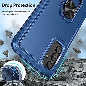 BNIUT for Samsung Galaxy A13 5G Case: (& for Samsung A13 LTE 4G Case) Dual Layer Protective Heavy Duty Cell Phone Cover Shockproof Rugged with Ring Holder Kickstand - Military Protection (zb Blue)