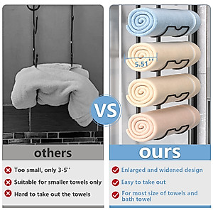 Xstydes 6-Tier Over The Door Towel Rack,Towel Racks for Bathroom, Metal Towel Holder with Storage Basket,Towel Storage for Small Bathroom,Towel Rack for Rolled Towels,Black