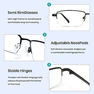 Cyxus Blue Light Blocking Frameless Glasses for Men/Women UV Protection Rimless Eyewear Computer Eyeglasses Relieve Eyestrain Anti Glare