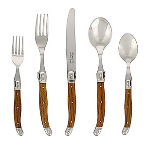 20 Piece Laguiole Flatware Set, Wood Grain