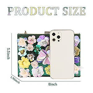 Lanpet Women Clutches Colorful Flower Evening Bag Sequins Satin Evening Clutch Bride Wedding Handbag
