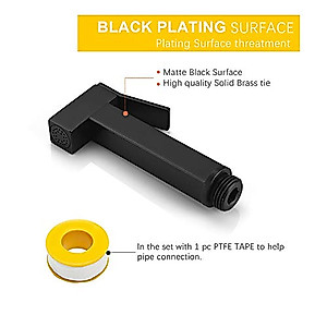 MINJING Hand Held Bidet Sprayer, Black Douche Kit Toilet, Hot and Cold Brass Copper Mixer Valve Set Shower Head Faucet,A Set