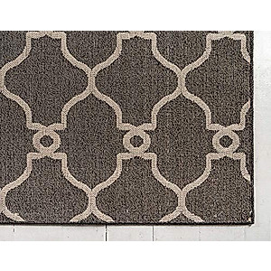 Unique Loom Outdoor Trellis Collection Area Rug - Columbus (9' x 12' 2" Rectangle, Black/ Ivory)