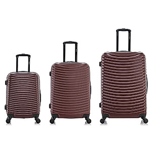 DUKAP ADLY Luggage with Spinner Wheels | Durable Lightweight Hardshell Suitcase,Travel Sets with Handle and Trolley | (20in, 24in, 28in) 3 Piece Luggage Set | Wine