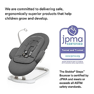 Stokke Steps Bouncer, Deep Grey - Allows Independent Bouncing & Provides Soft Cradling Motion - Use Alone or with Stokke Steps Chair - Certified by JPMA