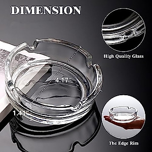 Ash Tray, Glass Ashtray for Cigarettes, Portable Decorative Modern Ashtray for Outside, Home, Office, Patio, Outdoor, Indoor, Fancy Cute Cool Ashtray, Clear/Crystal/Transparent (4.17"L x 1.41"H)
