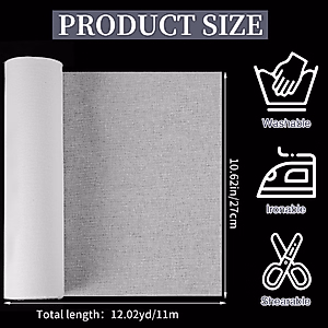 Woven Cotton Fusible Interfacing for Sewing 10.62in x 12yd Medium Weight Iron on Interfacing White Single-Sided Interfacing for t-Shirt Shirts Collars Quilts Sewing Crafting